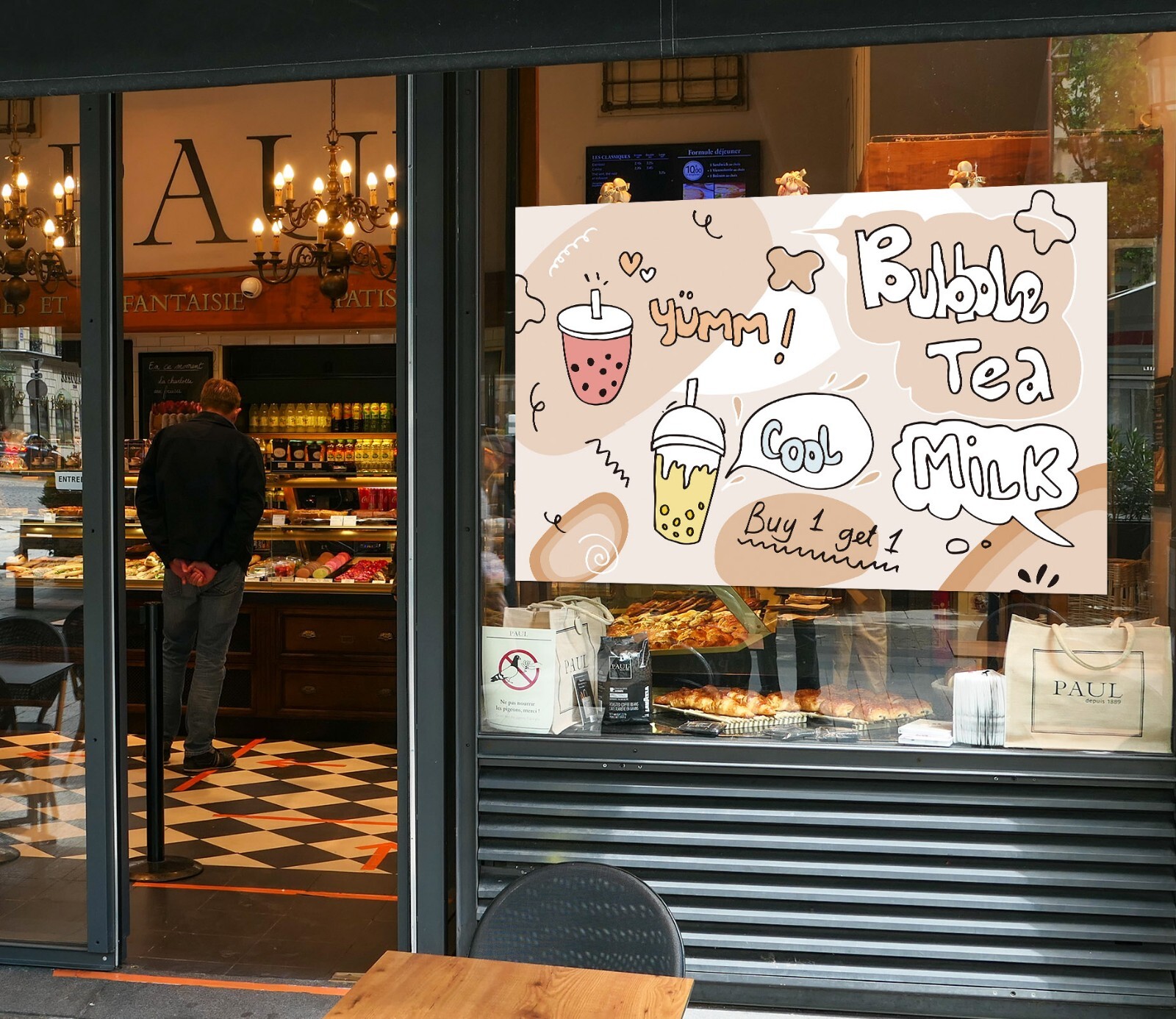 3D Bubble Tea G3040 Pearl Tea Shop Window Stickers Vinyl Wall Mural ...