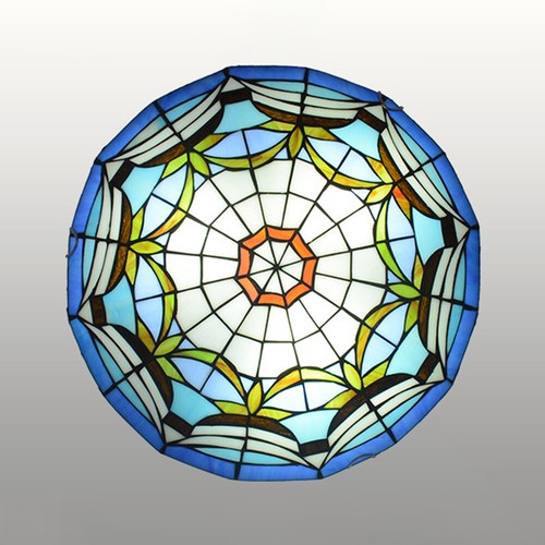 Stained Glass Flush Mount Ceiling Lamp Fixture Tiffany Rococo Style ...
