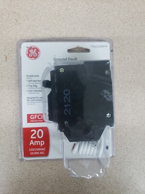 NEW GE THQL2120GFTP 20 Amp 2P GFCI Ground Fault Circuit Interrupter ...