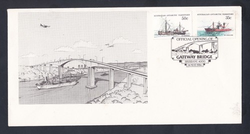 1986 OFFICIAL OPENING GATEWAY BRIDGE BRISBANE DECIMAL STAMP SOUVENIR ...