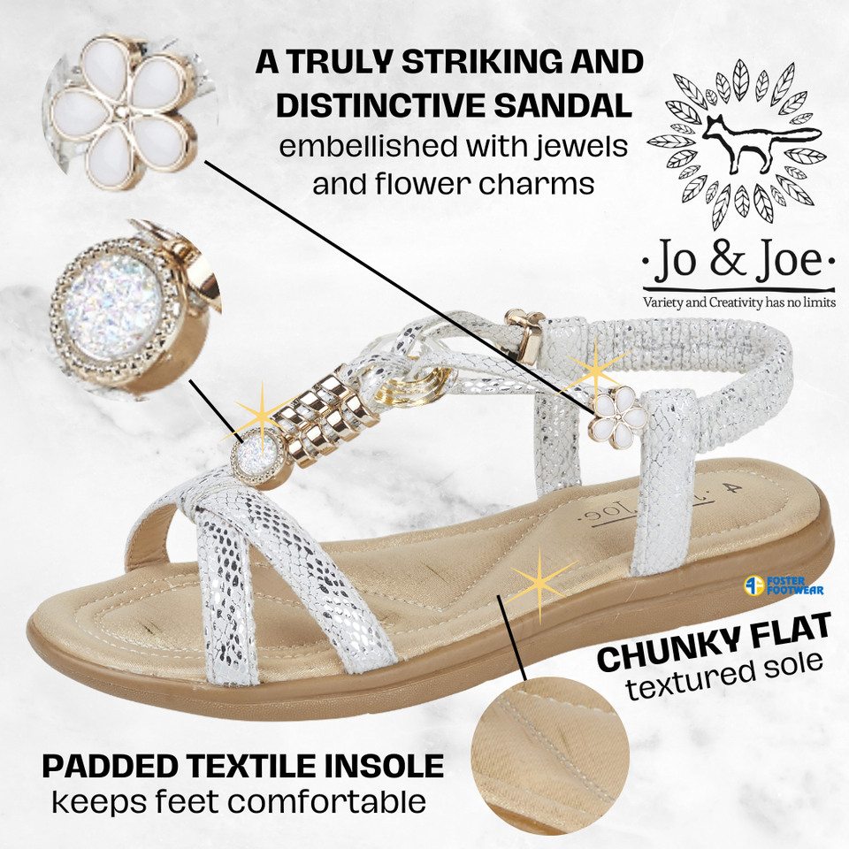 Jo & Joe Ladies Open Toe Elastic Slingback Slip On Strappy T-bar Flat ...