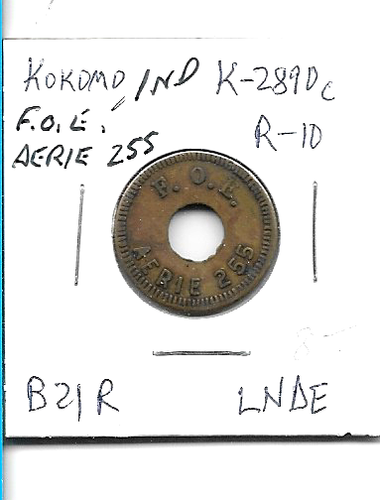 Kokomo, Indiana Trade Token F.O.E. AERIE 255 5¢ | eBay