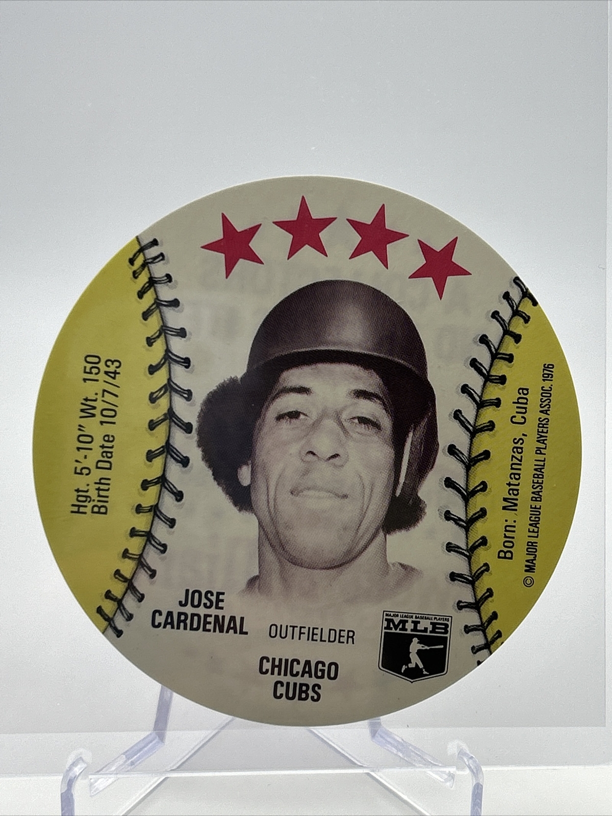 1976 Isaly's Sweet William Disc Jose Cardenal Baseball Card NM-MT FREE ...