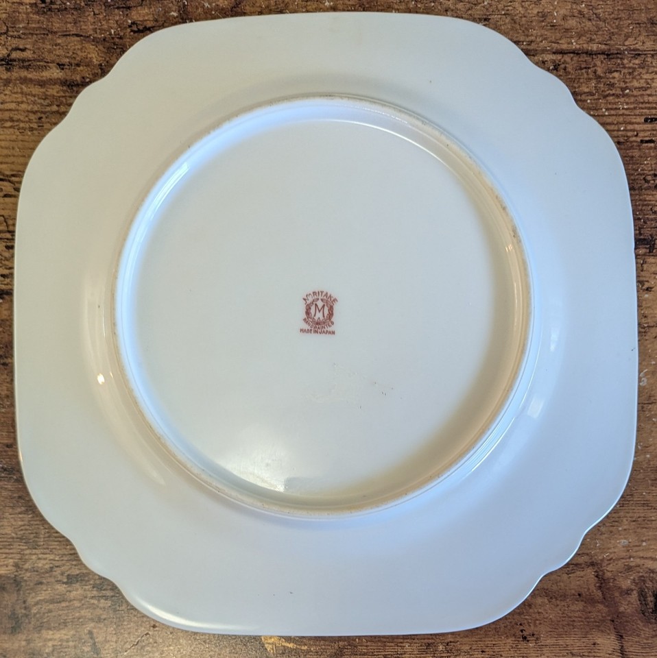 ANTIQUE 1930s Hand Painted NORITAKE (M Stamp) Ornate Gilded Square Blue ...