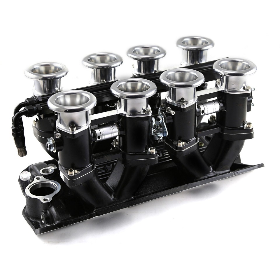 Chevy SBC 350 Downdraft EFI Stack Intake Manifold System Complete Black ...