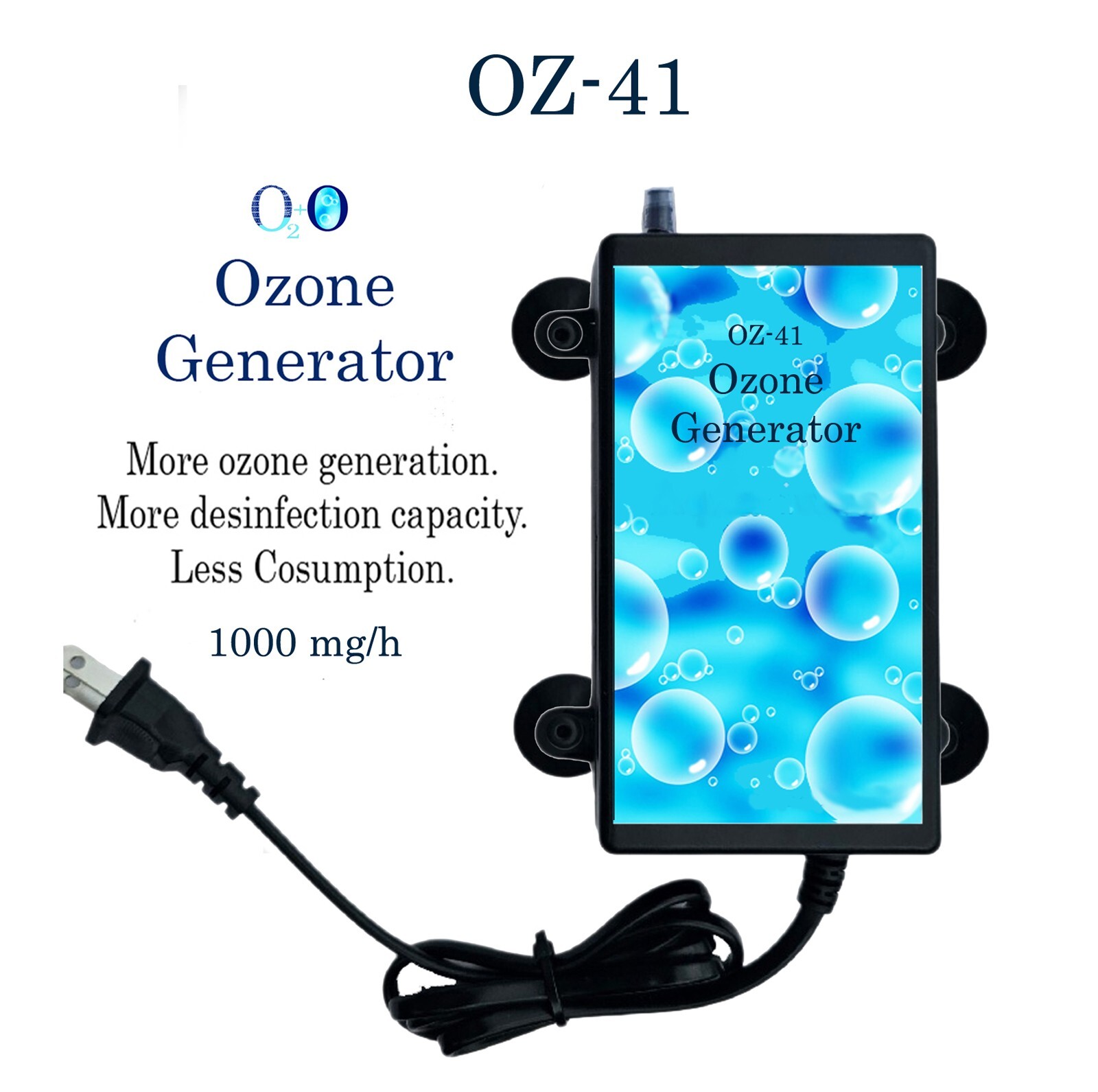 Aquarium Ozone Generator with 4 Suction Cups 1'' Water Purifier, 1000 ...