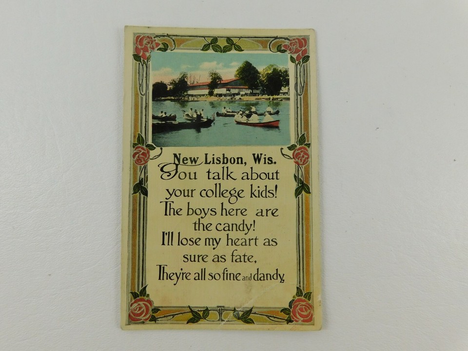New Lisbon Wis. Poem Written On Posted Divided Back Vintage Postcard | eBay
