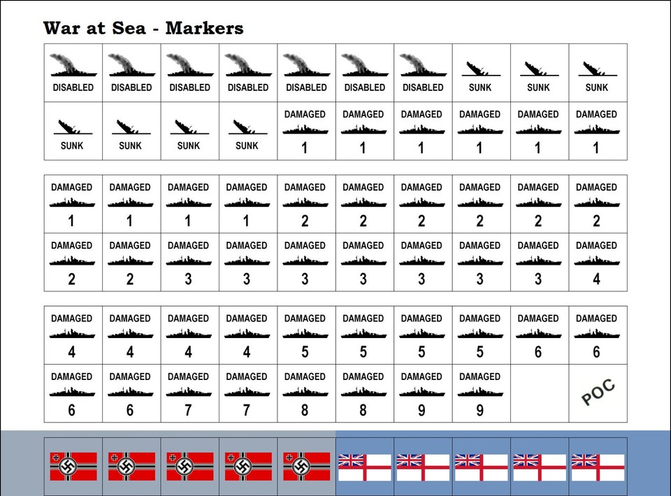 Double-Sided Plan View Counters for War at Sea ('75) - Die-Cut | eBay