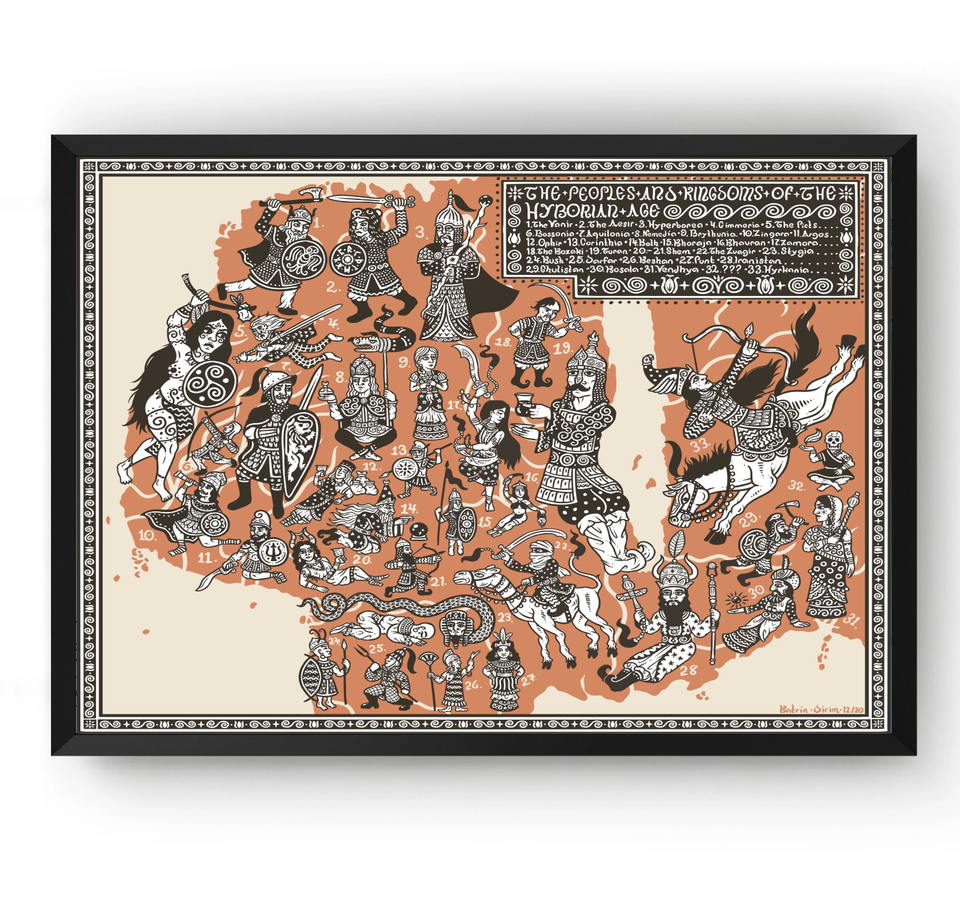 Conan Map The World of Hyboria, Thurian Continent, Conan print | eBay