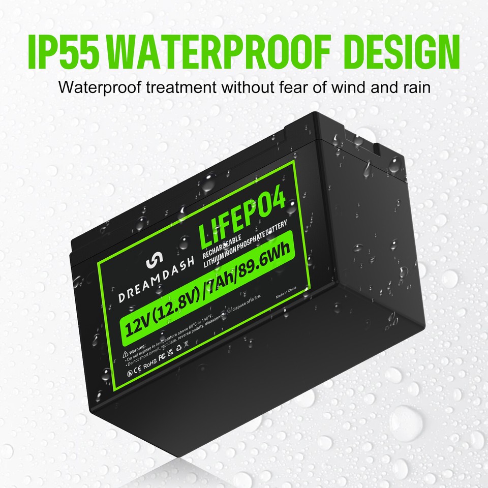 12V 10Ah 7Ah LiFePO4 BMS with F2 Terminal 4000 Deep Cycles Life Lithium ...