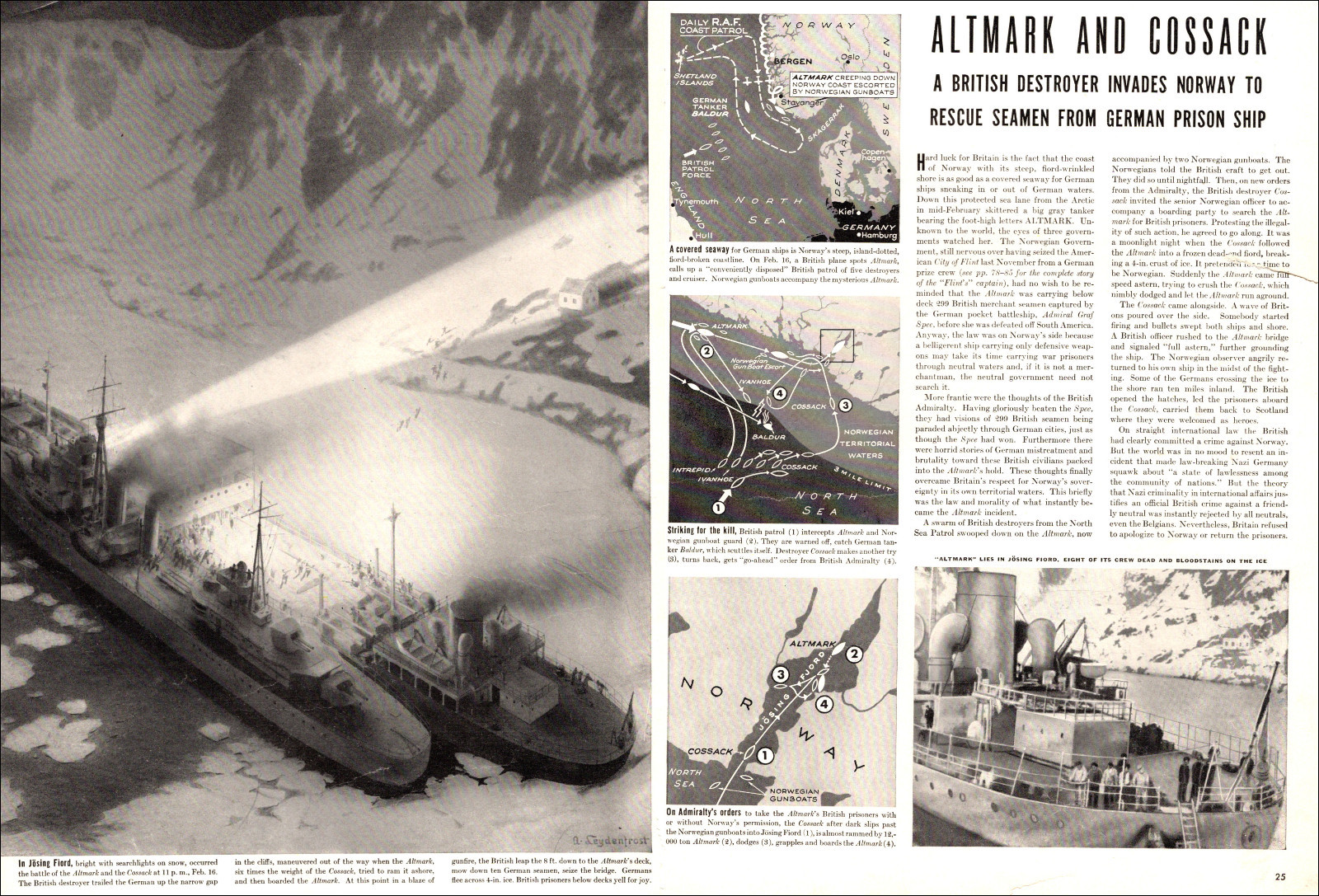 1940 WW2 Article ALTMARK & HMS COSSACK , Daring rescue of British ...