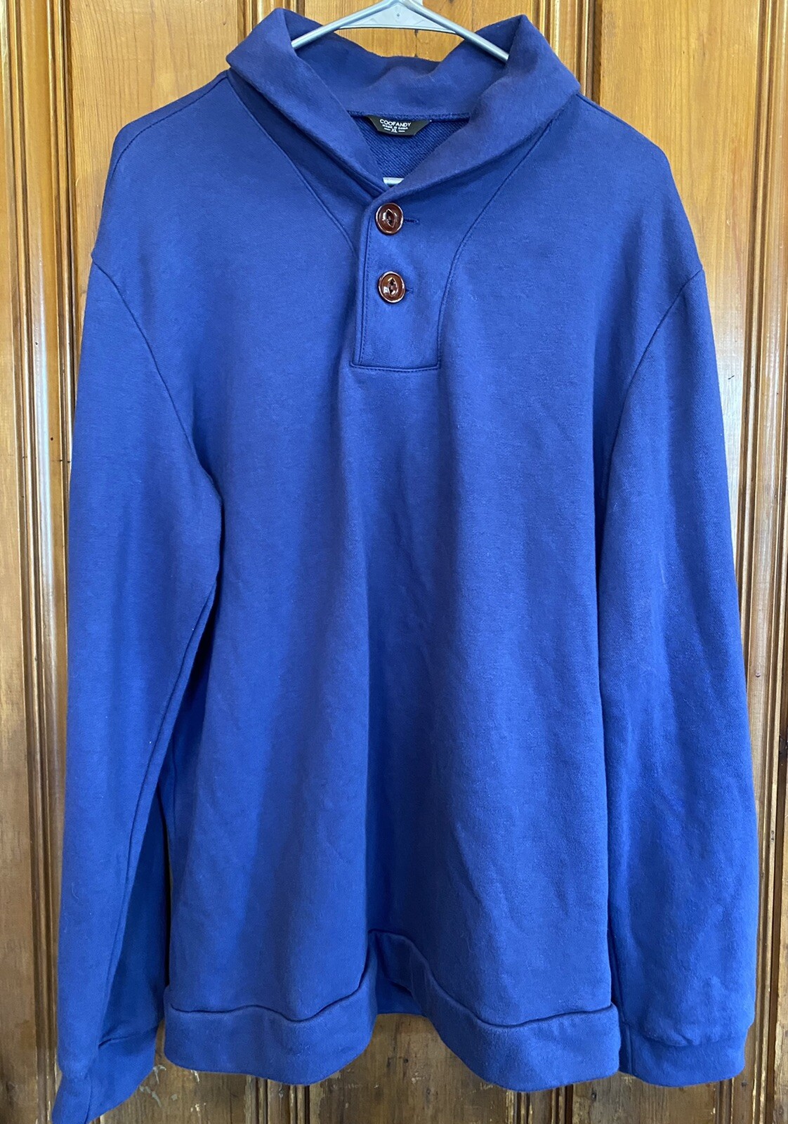 Coofandy mens XL pullover 3 button shirt blue long sl… - Gem