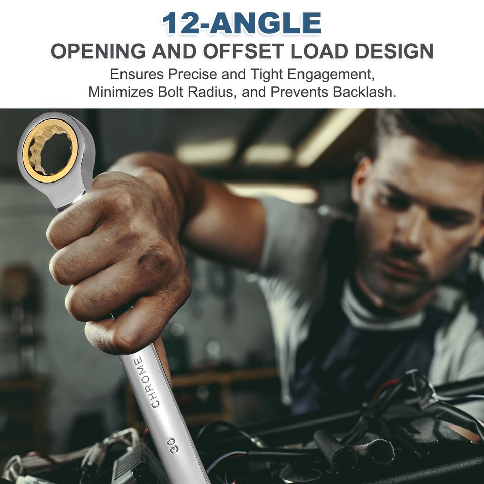 2pcs 23mm Ratcheting Combination Wrench Ratchet Box Ended Open End ...