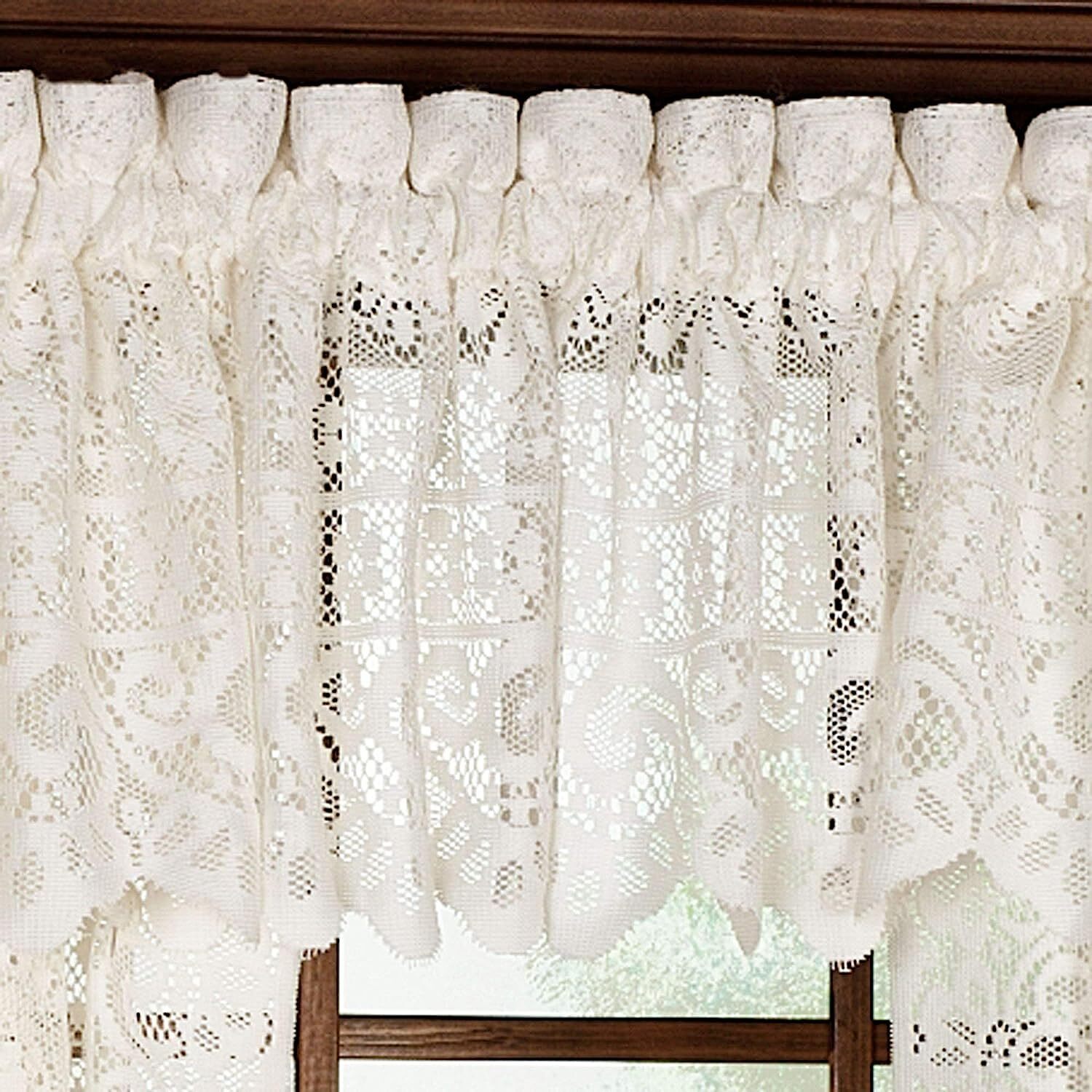 Hopewell Heavy Floral Lace Lace Medallion Curtain Cream Ivory Color ...