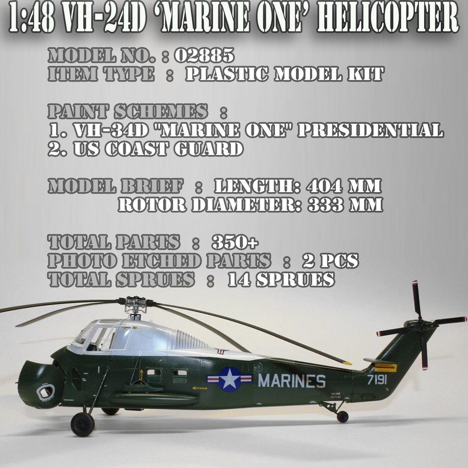 TRUMPETER 02885 1/48 SIKORSKI VH-34D MARINE ONE 'CHOCTAW' HELICOPTER ...