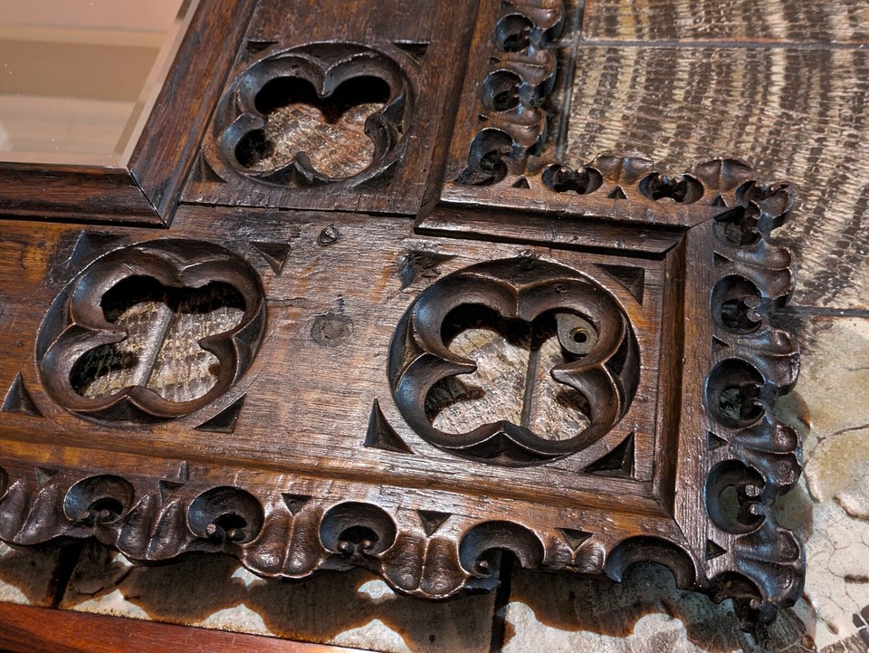 15th Century Gothic Carved Oak Wood Quatrefoil Tracery Panel Antique ...