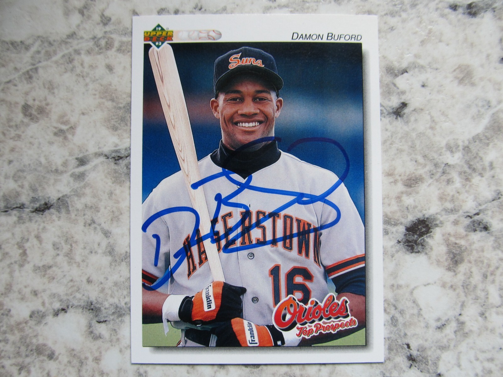 Orioles Damon Buford Signed Autographed 1992 Upper Deck Top Prospects ...