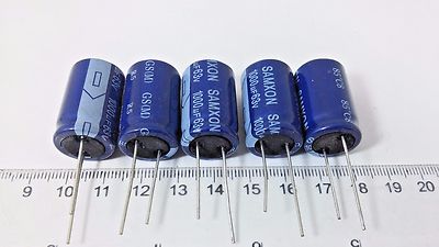 5 SAMXON Capacitor Electrolytic Aluminum Radial Lead 1000uF 63V GS(M ...