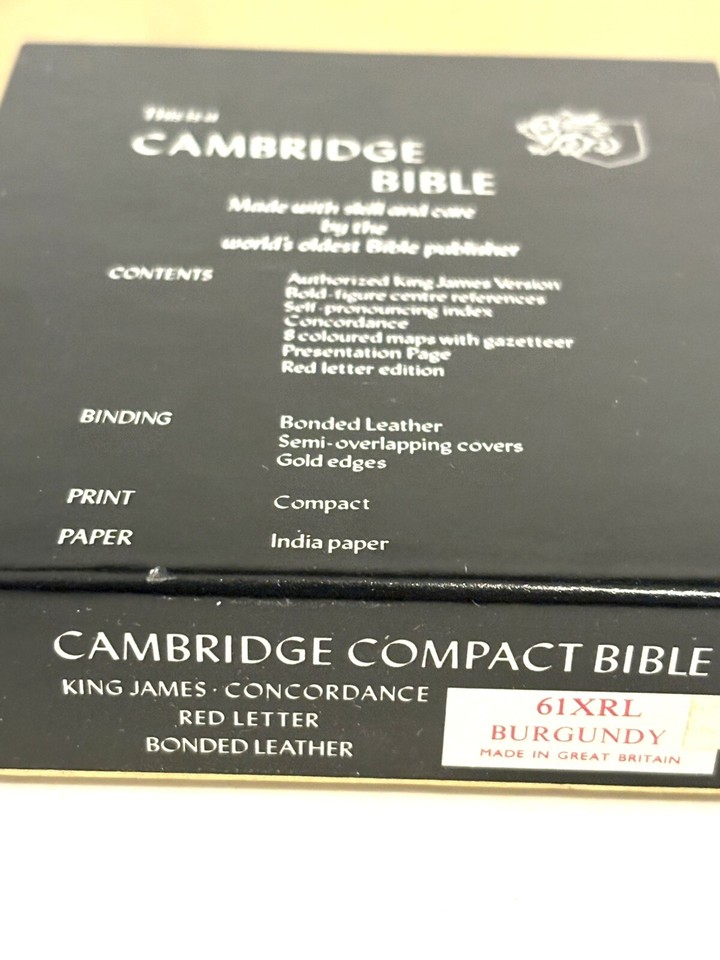 Cambridge Compact Bible With Box King James Leather 61XRL Red Letter ...