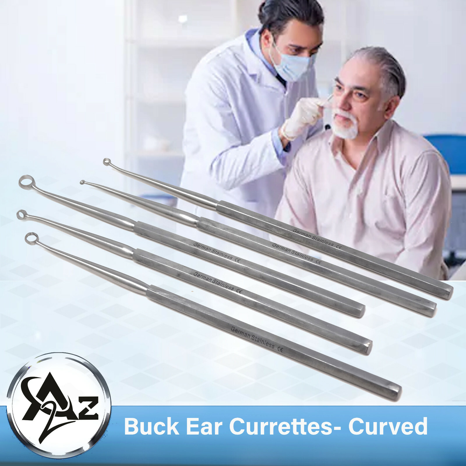 Set Of 5 Buck Ear Curettes Blunt Curved Ent Surgical Instruments | eBay