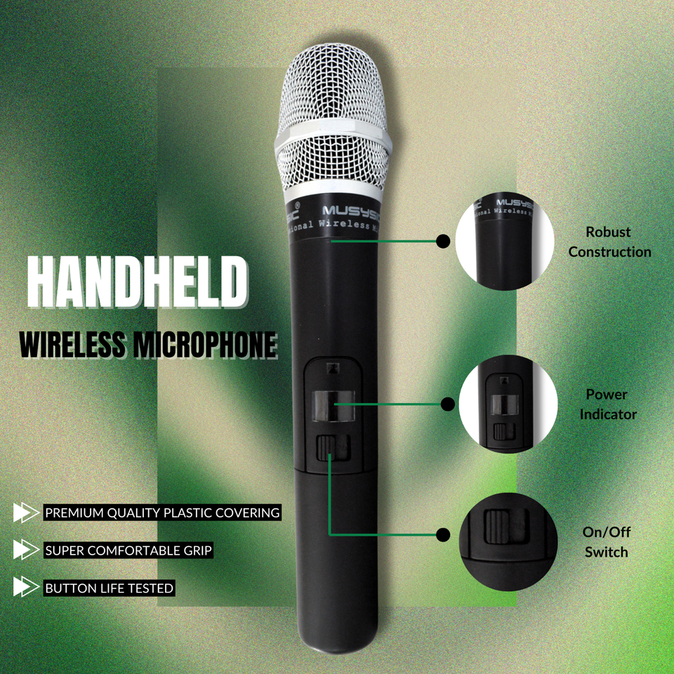 MUSYSIC MU-U4H Professional 4 Channel UHF Handheld Wireless Microphone ...