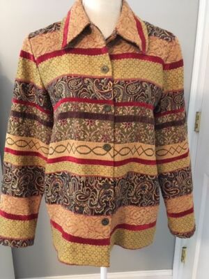ALFRED DUNNER~SIZE 10~WOMEN'S FALL PATCHWORK BUTTON UP JACKET-COAT ...