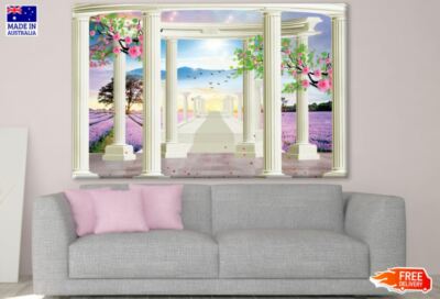 Building Columns & Floral Design Wall Canvas Home Decor Australian Made ...