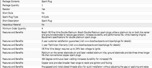 6 New Bosch Double Platinum Spark Plugs For 1993-1997 EAGLE VISION V6-3 ...