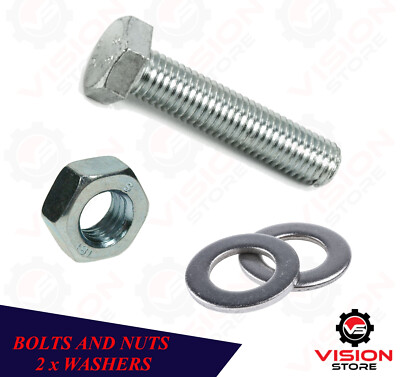 M18 (18mm) BOLTS AND NUTS + 2x WASHERS FULLY THREADED SCREWS SET BZP ...