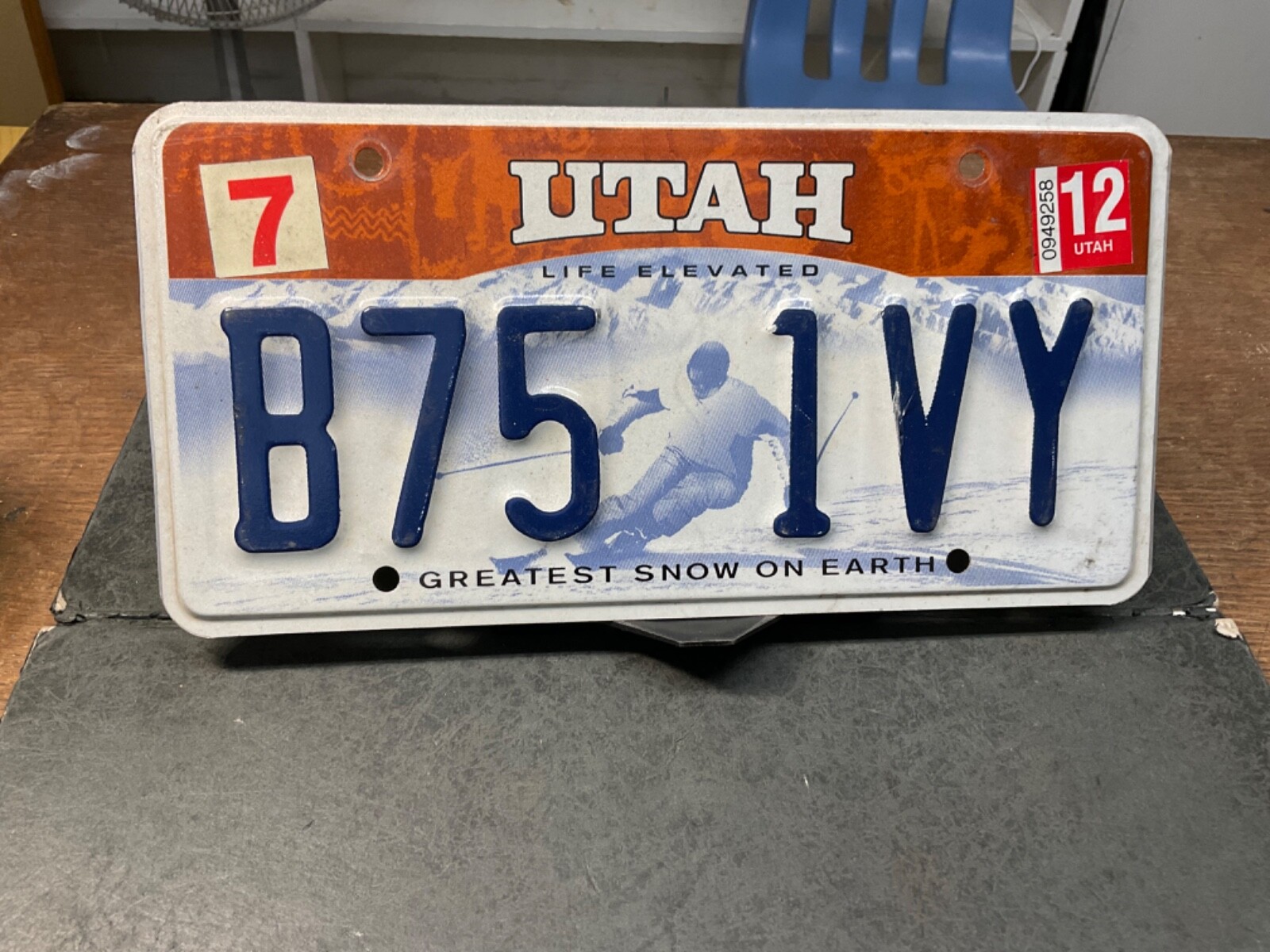 License Plate Tag Vintage Utah B75 1VY 2012 “Greatest Snow On Earth ...