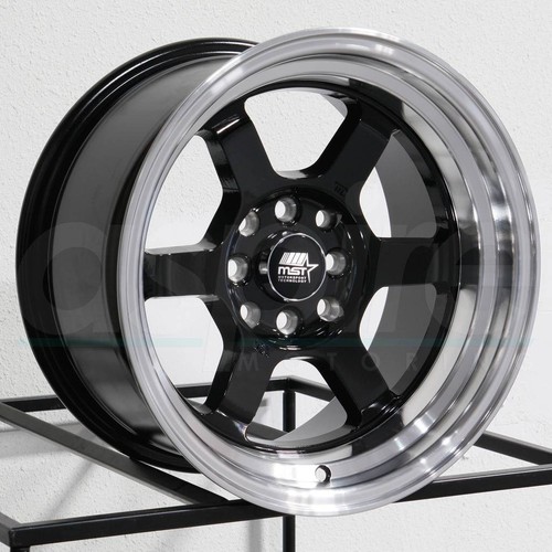 16x8 MST Time Attack 5x114.3 20 Black Machined Lip Wheels Rims Set(4 ...