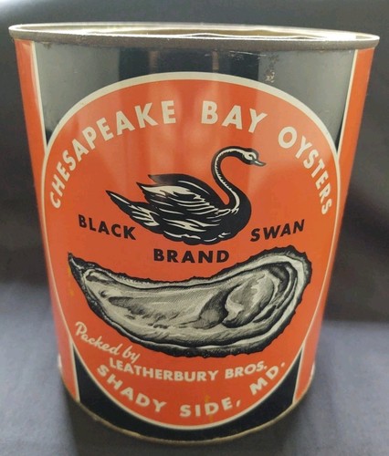 Black Swan Brand Chesapeake Bay Oysters Gallon Can Leatherbury Bros Shady Side | eBay