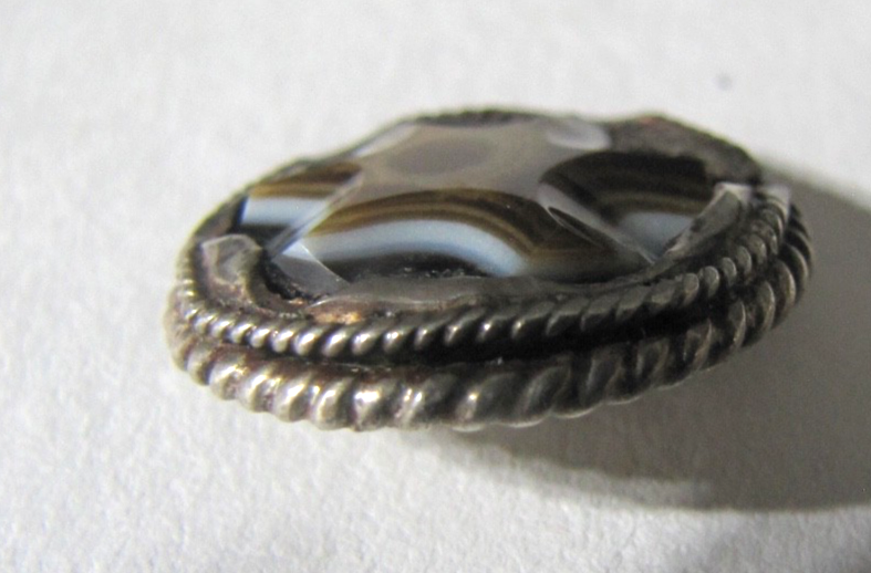 Vintage Sterling Silver Banded Star Agate Button Handmade Signed ...