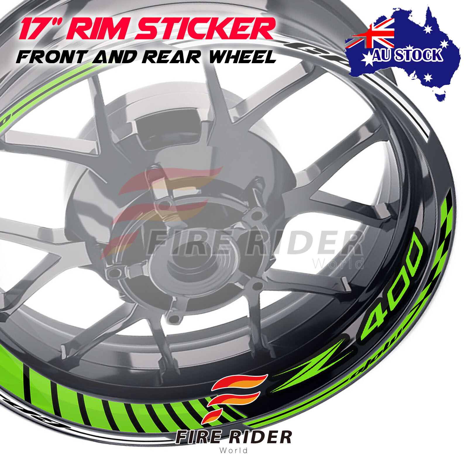 Green AA02 17 inch Wheel Rim Decal Stripes Sticker For Kawasaki Z400 ...