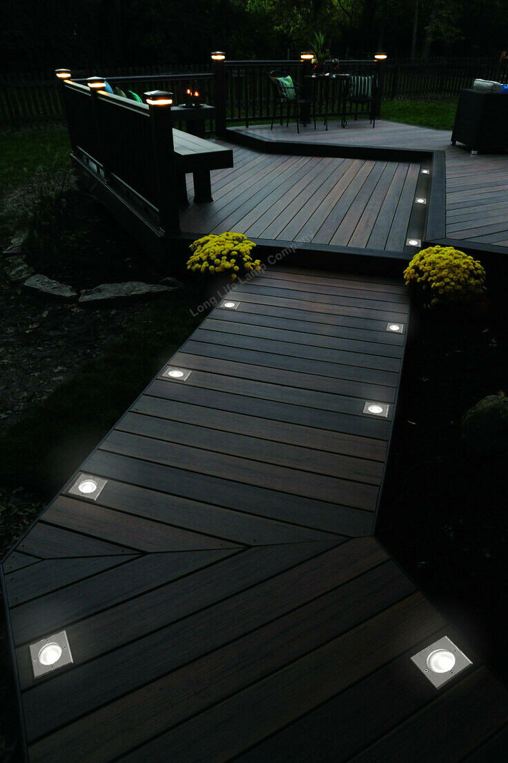 LED Ground Walkover Lights Outdoor SQUARE Decking Light Stainless Steel ...