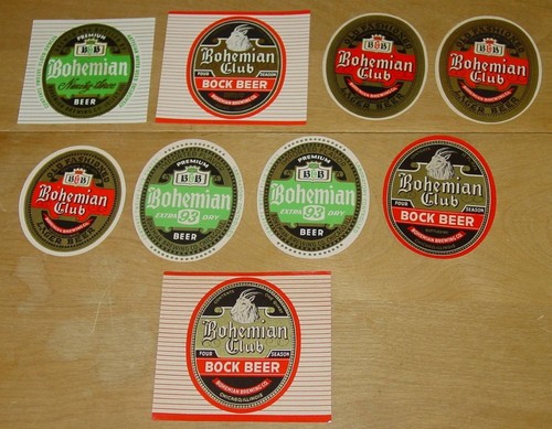 9 older beer labels, Chicago & Joliet, Illinois, Bohemian Brewing ...