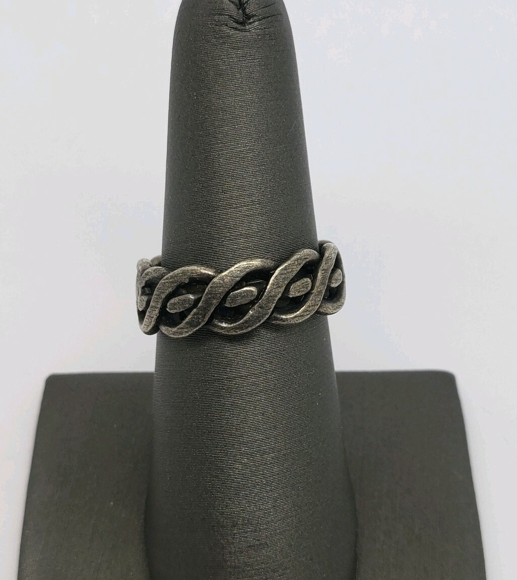VINTAGE STERLING SILVER CHAIN BAND RING SIZE 7.25 | eBay