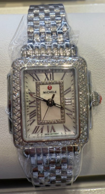 Michele Deco Madison Mini Diamond 24mm White Dial Silver Watch ...