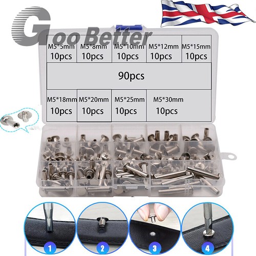 90 pcs M5 Chicago Screws Belt Screws Leather Craft Stud Bind Rivet ...
