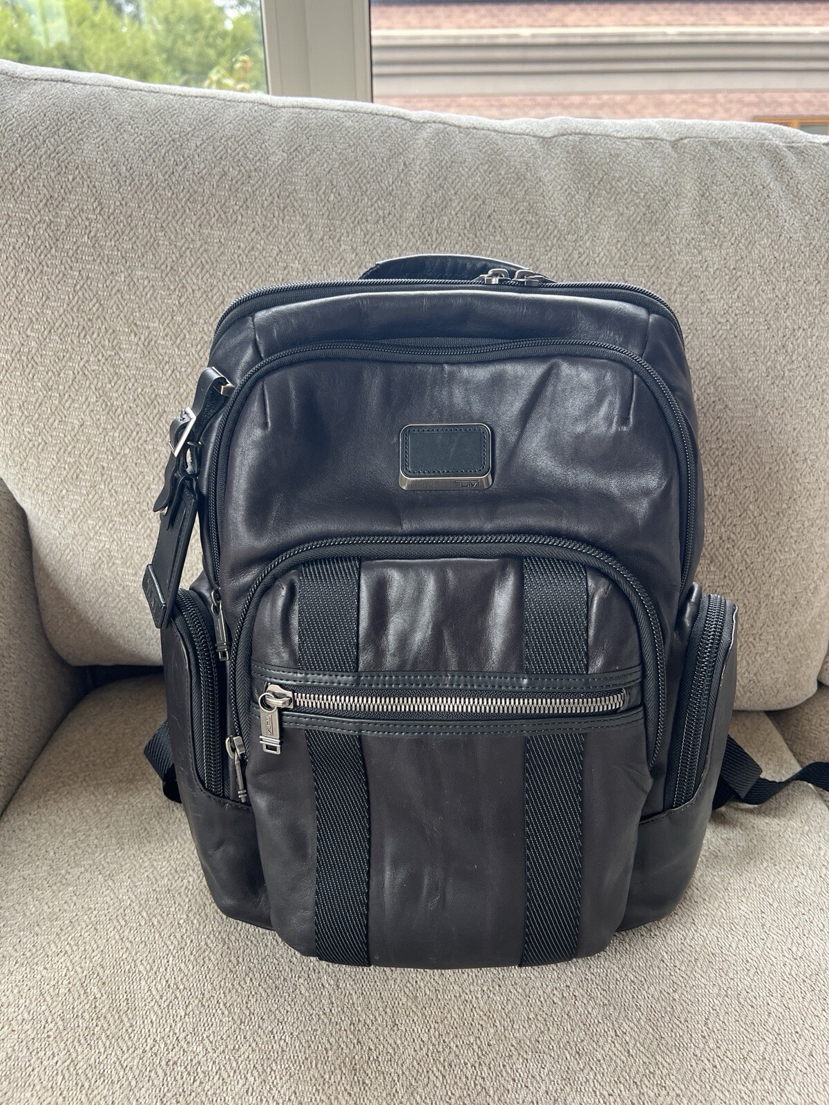 Tumi Alpha Bravo Nellis Men's Leather Backpack - Black - Gem