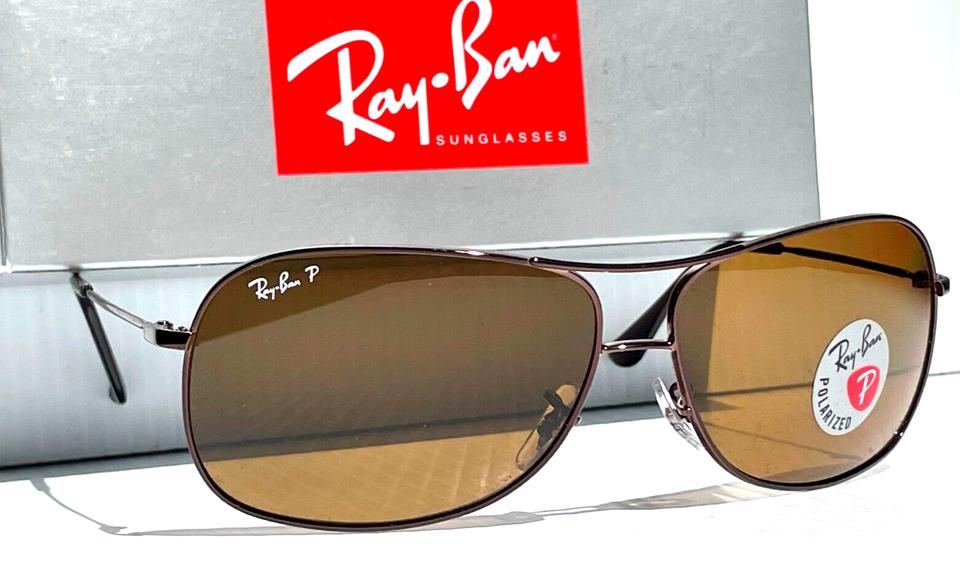 NEW RAY BAN Bronze 64mm Aviator POLARIZED Brown lens Sunglass RB3267 | eBay