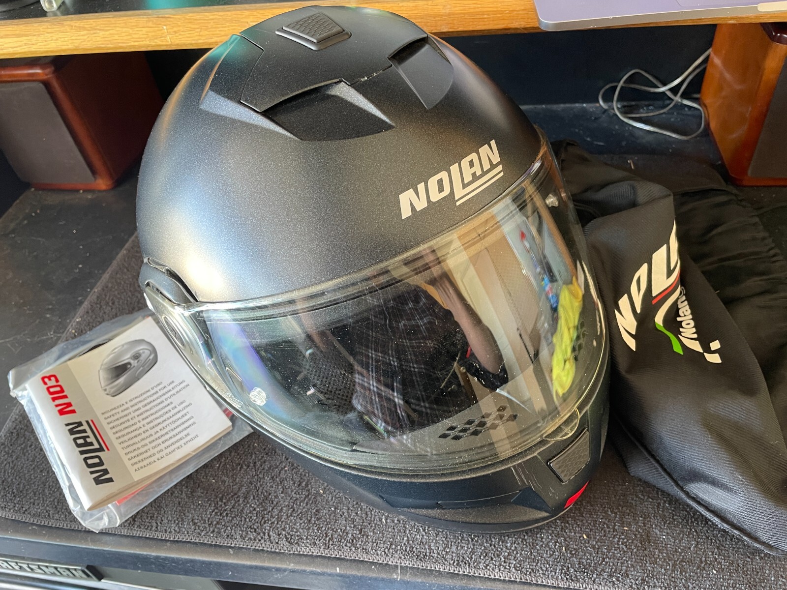 Nolan N103 N-COM Modular Motorcycle Street Helmet Black Graphite XSmall ...