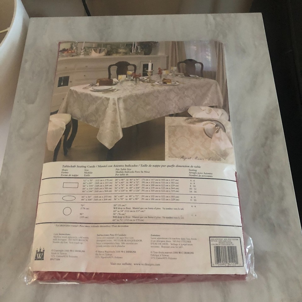 W-C Designs Regent Manor Tablecloth SIZE: Oblong 66" x 104" - RED ...