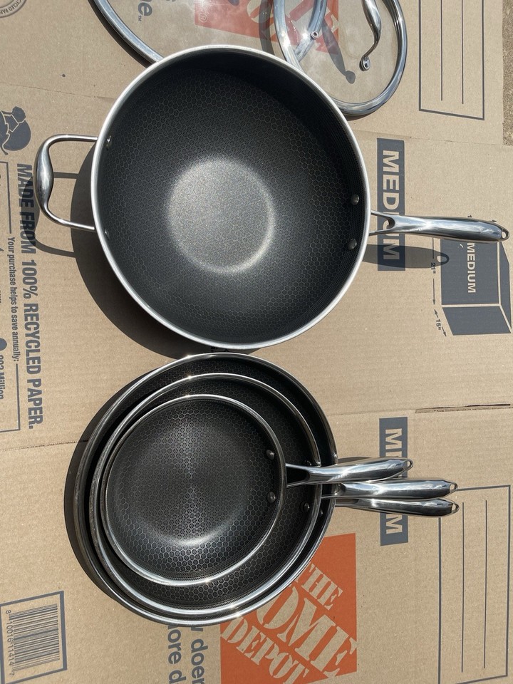 HexClad Hybrid Nonstick 7-Piece Cookware Set With Lids & Wok | eBay