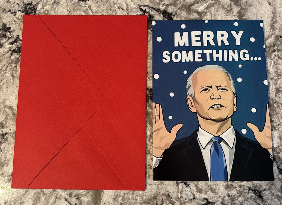 Funny Christmas Biden Merry Something Humor 4.6x6.6” Blank Inside ...