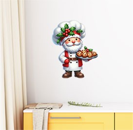 Christmas Santa Chef Kitchen Shop Wall Art Bedroom Vinyl Sticker Decal ...