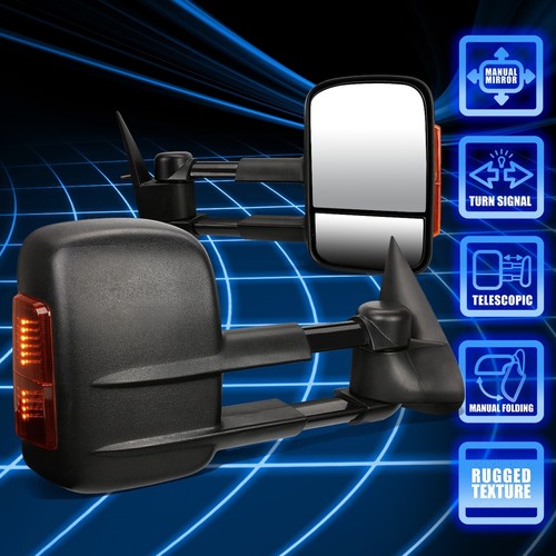 For 99-07 GMT800 Black Manual w/LED Turn Signal Side Towing Mirrors ...