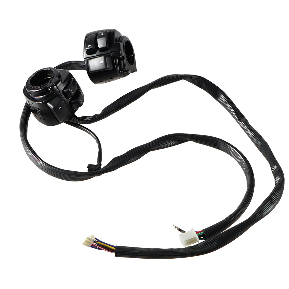 Black Motorcycle 1" Handlebar Control Switches w/ Wiring Harness Kit ...