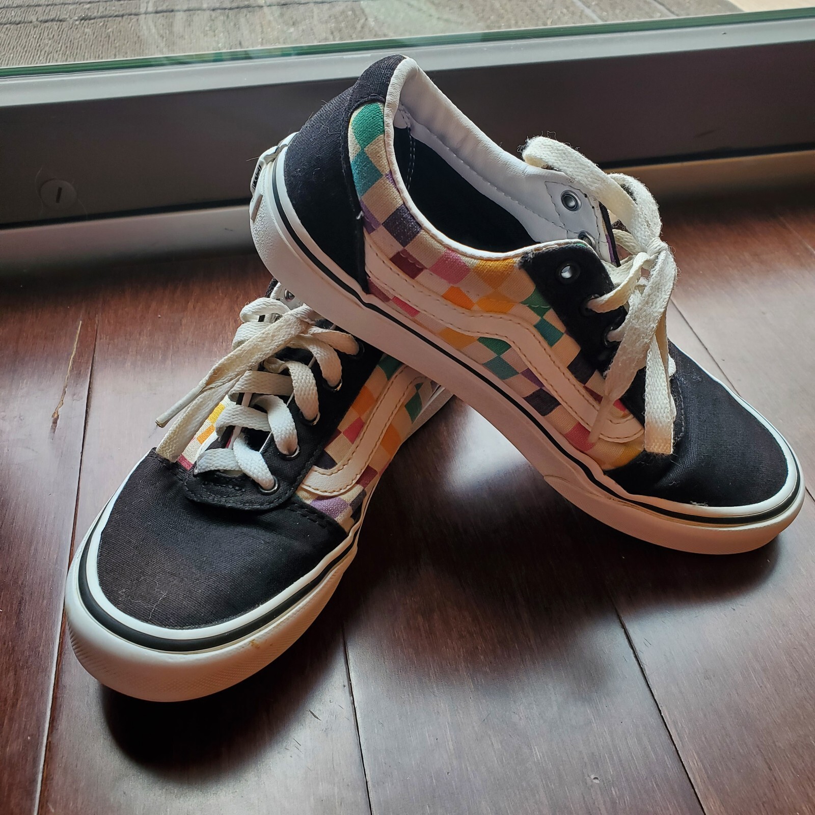 Vans Missy Old Skool Colorful Rainbow Checkered Skate… - Gem