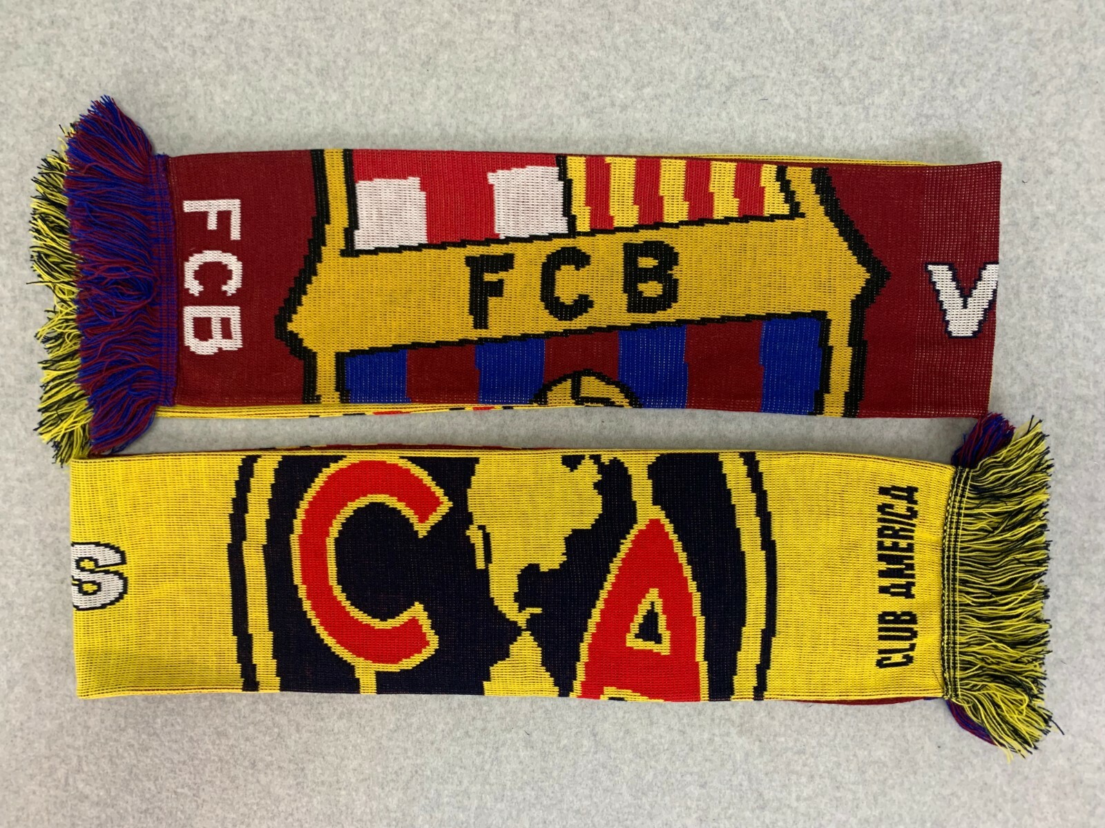 Ruffneck Scarves FCBarcelona VS Club America reversible scarf 53" long ...